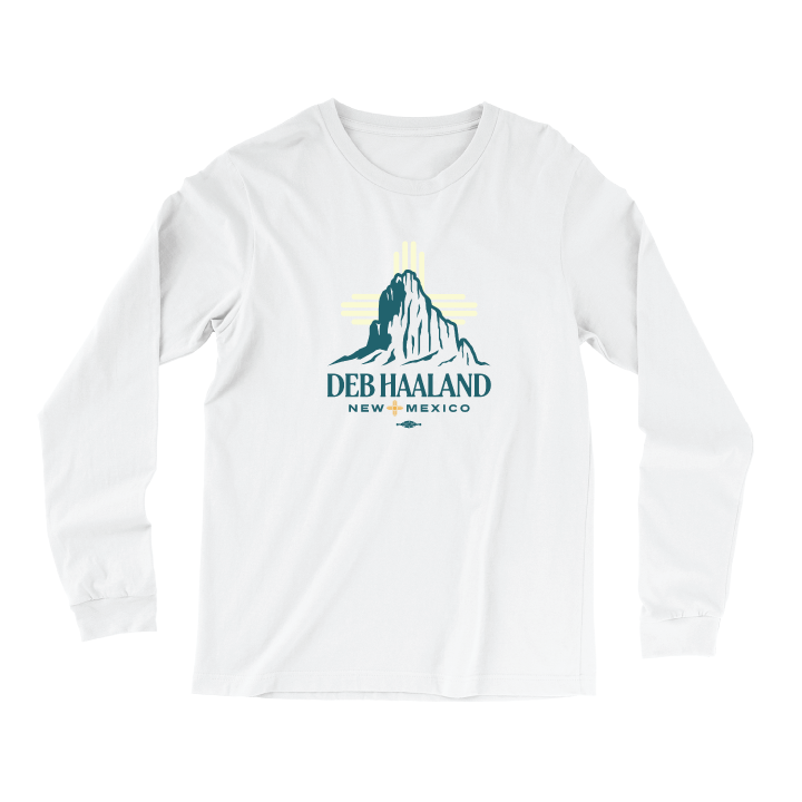 Shiprock (White Long-Sleeve Tee) – Deb Haaland for New Mexico Store